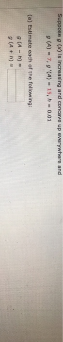 Solved Suppose g (x) is increasing and concave up everywhere | Chegg.com