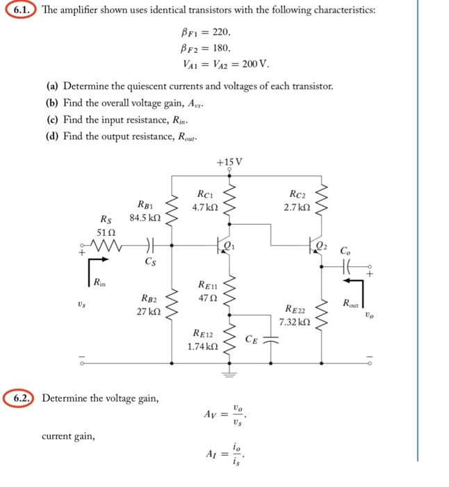 Solved The amplifier shown uses identical transistors with | Chegg.com