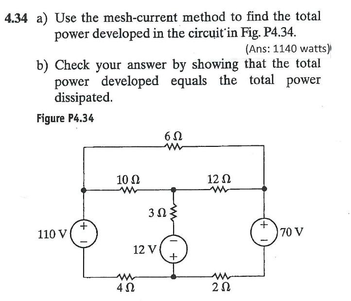 Solved a) Use the mesh-current method to find the total | Chegg.com