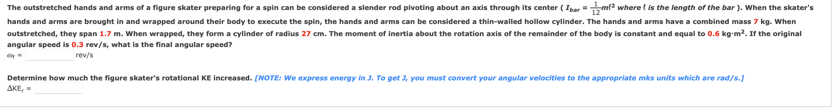 Solved angular speed is 0.3rev/s, what is the final angular | Chegg.com