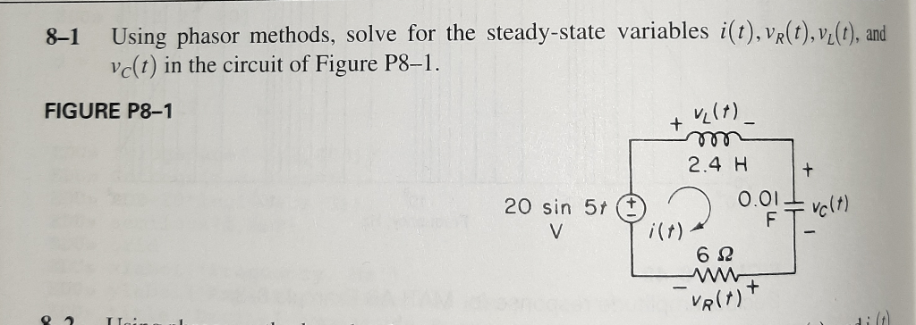 Solved 8-1 Using phasor methods, solve for the steady-state | Chegg.com
