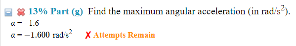 Solved (7\%) Problem 8: The equation for the angular | Chegg.com