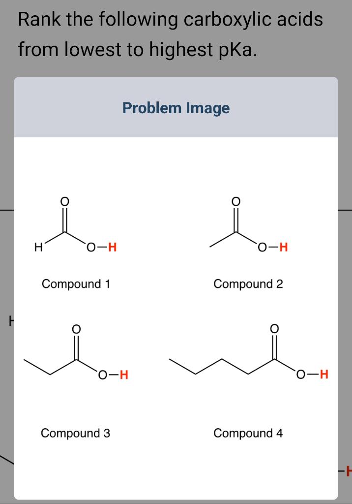 Solved Rank the following carboxylic acids from lowest to | Chegg.com