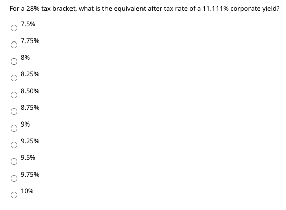 Solved For a 28% tax bracket, what is the equivalent after | Chegg.com