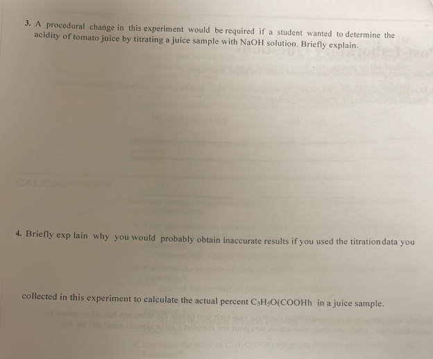 Solved 3. A procedural change in this experiment would be | Chegg.com