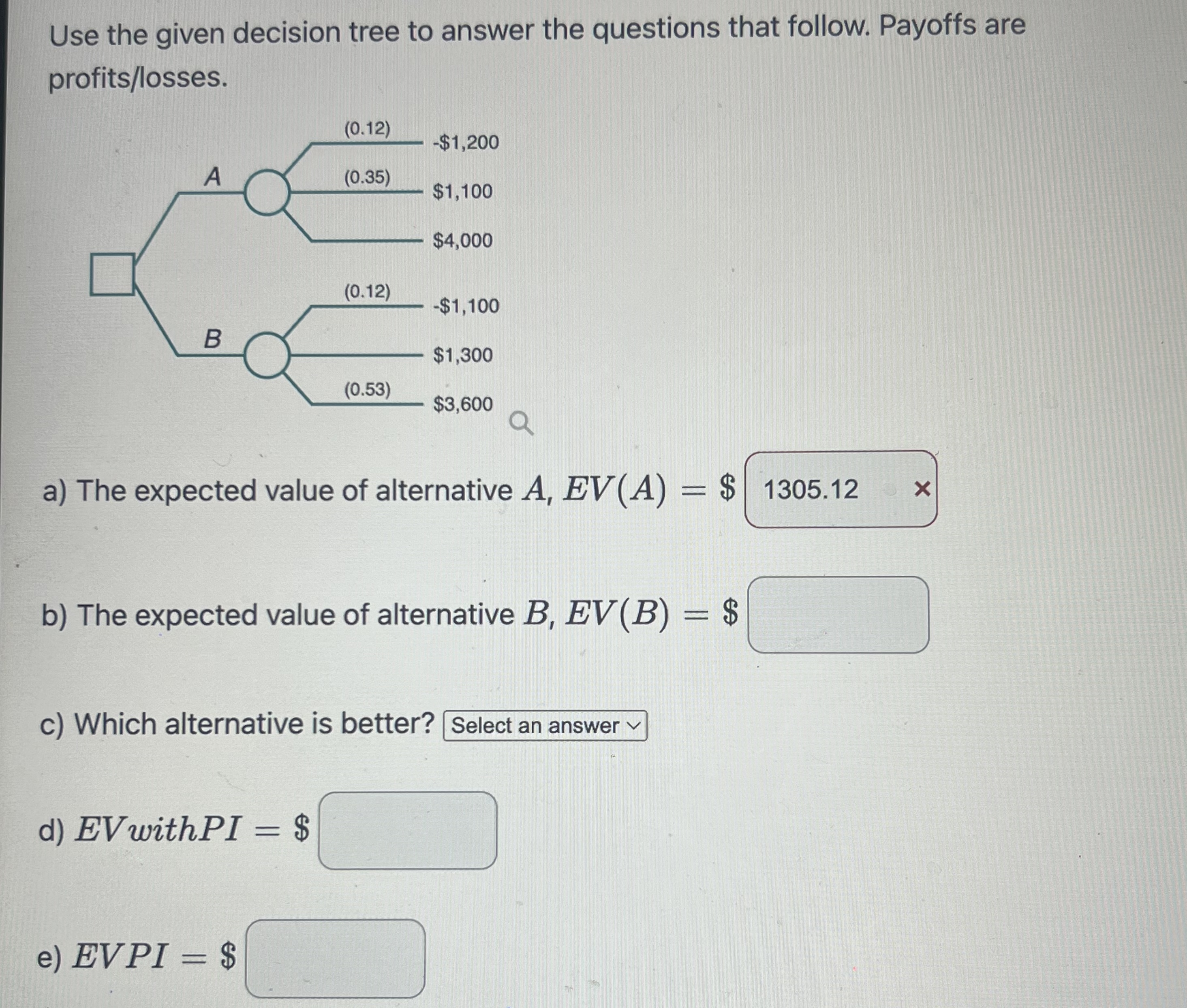 Solved Use The Given Decision Tree To Answer The Questions 