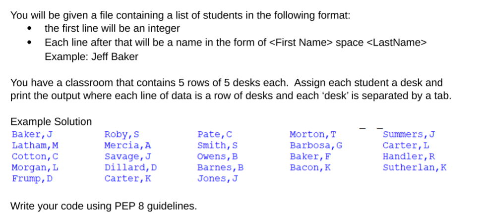 Solved You will be given a file containing a list of | Chegg.com