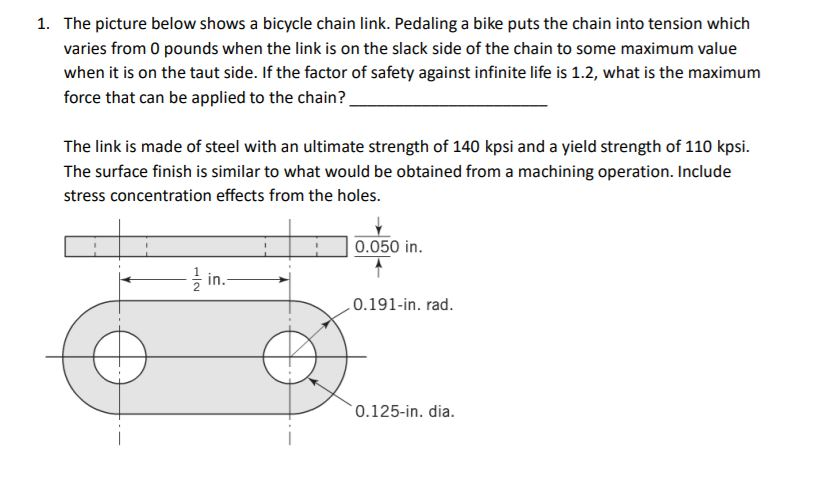 Solved 1. The picture below shows a bicycle chain link. | Chegg.com