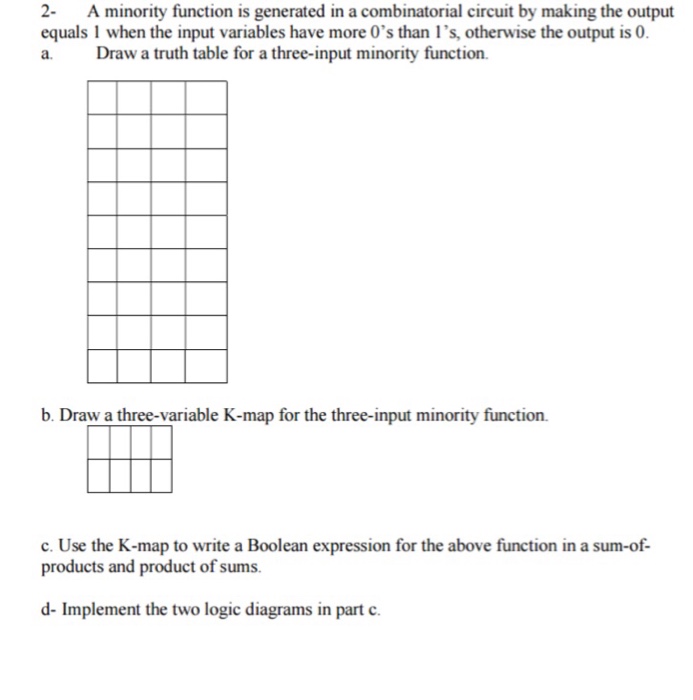Solved 2 A minority function is generated in a combinatorial | Chegg.com