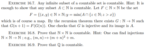Solved EXERCISE 16.7. Any infinite subset of a countable set | Chegg.com