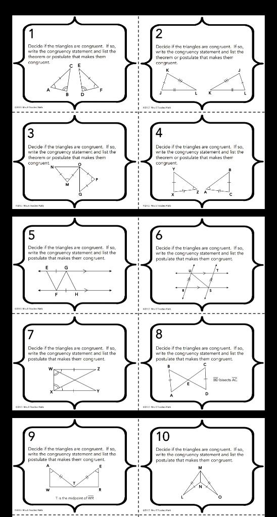 Solved If the triangles are congruent, fill in the blanks. | Chegg.com