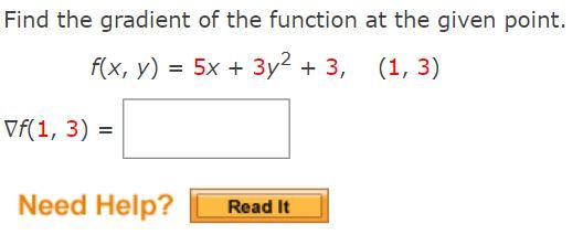 Solved Find the gradient of the function at the given point. | Chegg.com