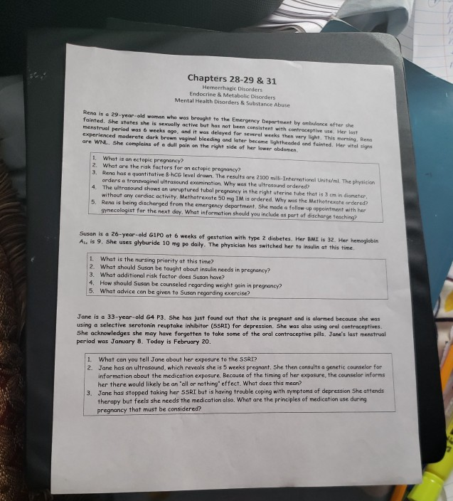 Solved Chapters 28-29 & 31 Hemorrhagic Disorders Endocrine & | Chegg.com