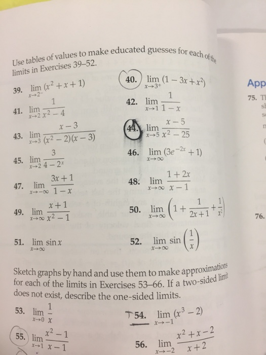 Solved for each ofthe Use tables of values to make educated | Chegg.com