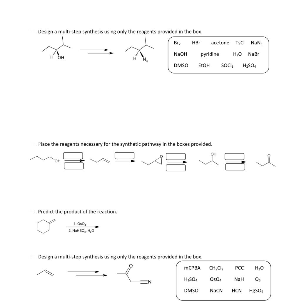 Solved Design a multi-step synthesis using only the reagents | Chegg.com