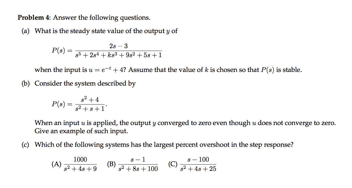 Solved Problem 4: Answer the following questions. (a) What | Chegg.com