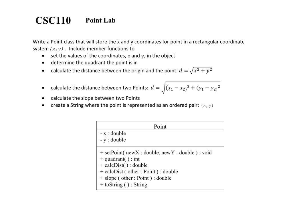 Solved In My Csc110 Class We Are Doing A Point Lab Where All 