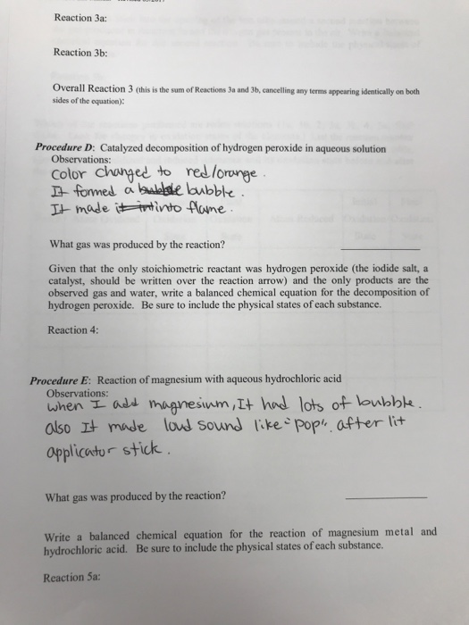 Solved In the spaces below, write detailed observations | Chegg.com