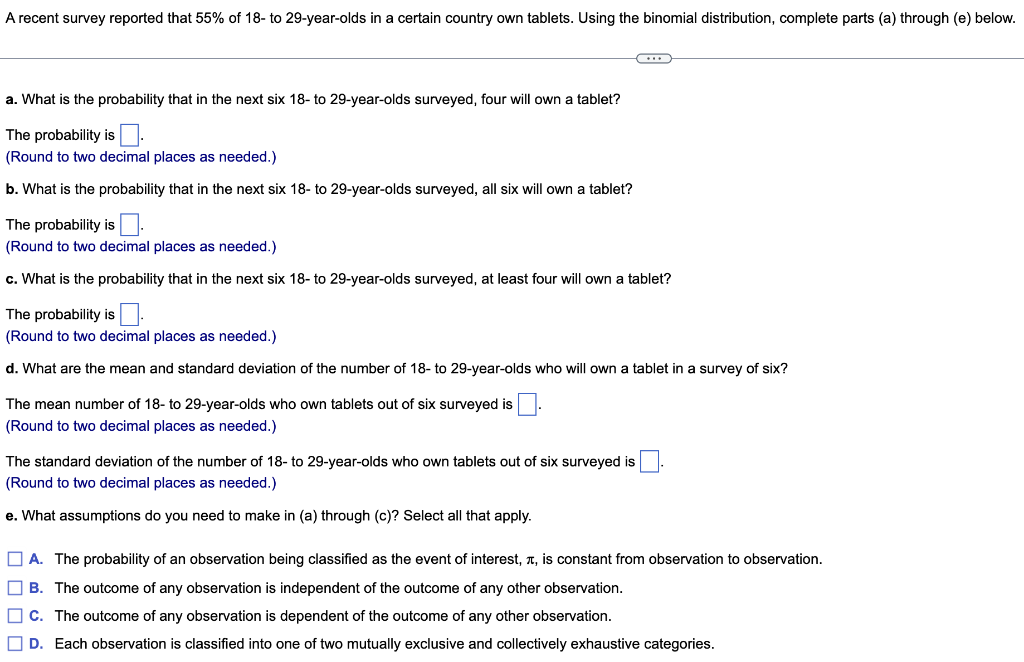 Solved A recent survey reported that 55% of 18 - to 29 | Chegg.com
