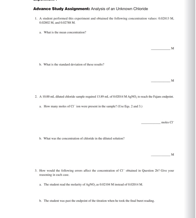Solved Advance Study Assignment: Analysis of an Unknown | Chegg.com