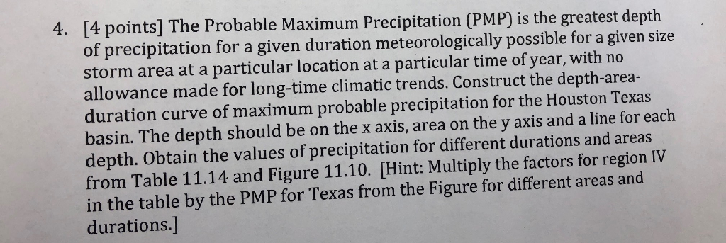 Figure 11.10 All-season PMP (in.) for 200 mi2, 24 hr. | Chegg.com