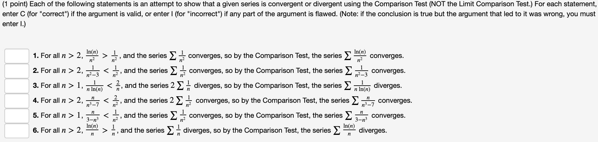 Solved (1 point) Determine whether the following series | Chegg.com