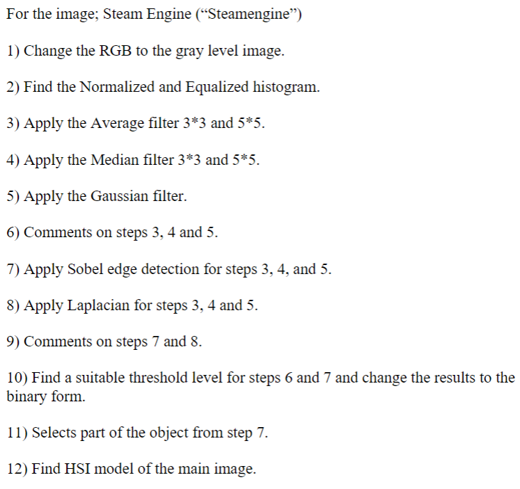Solved For the image; Steam Engine ("Steamengine") 1) Change | Chegg.com