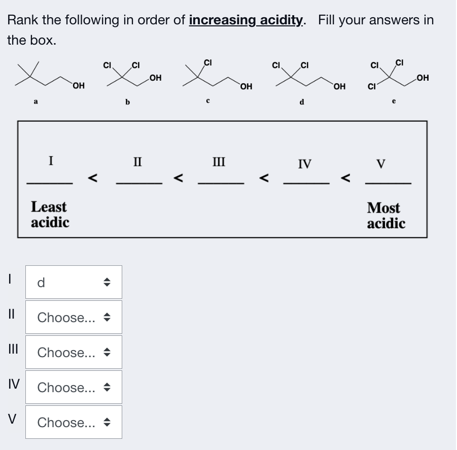 Solved Rank the following in order of increasing_acidity. | Chegg.com