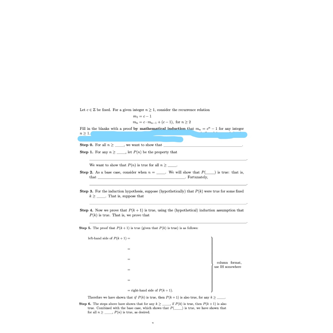 Solved Let c∈Z be fixed. For a given integer n≥1, consider | Chegg.com