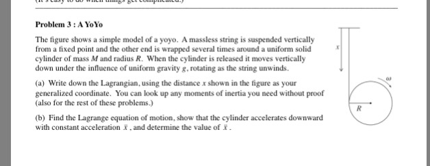 Solved Problem 3: A YoYo The figure shows a simple model of | Chegg.com