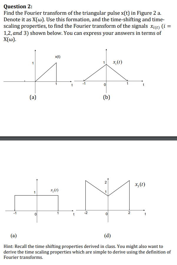 Solved Question 2: Find the Fourier transform of the | Chegg.com