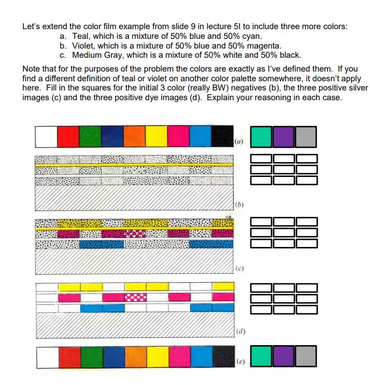 Solved Let's extend the color film example from slide 9 in | Chegg.com