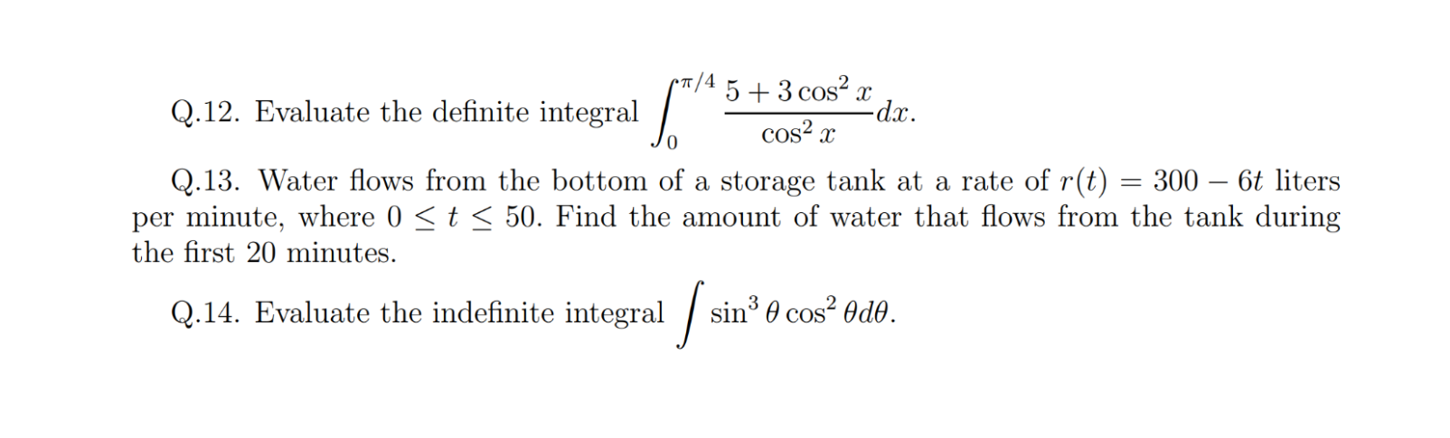 Solved Q.12. Evaluate the definite integral | Chegg.com