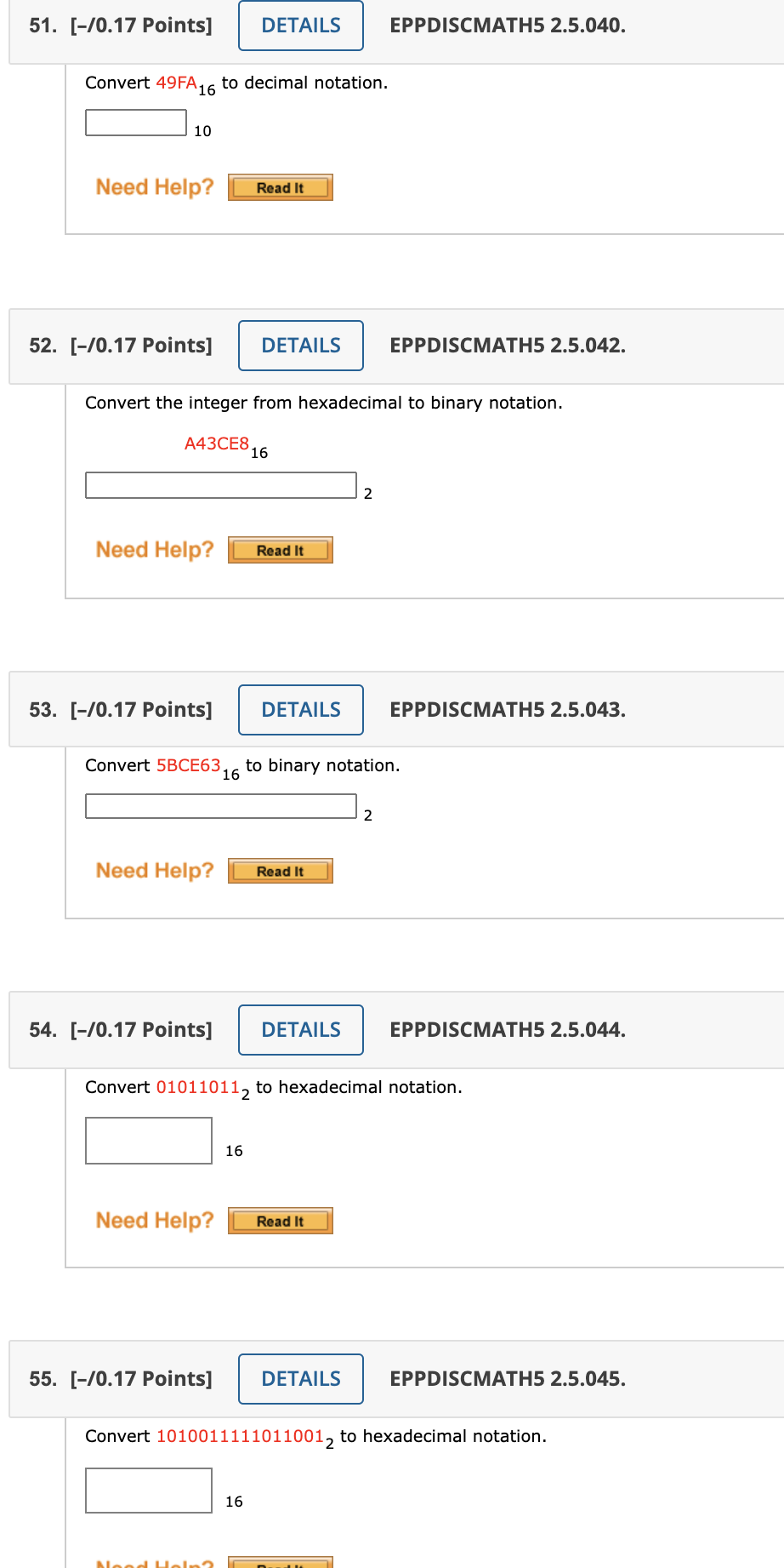 Solved 51. [-70.17 Points] DETAILS EPPDISCMATH5 2.5.040. | Chegg.com