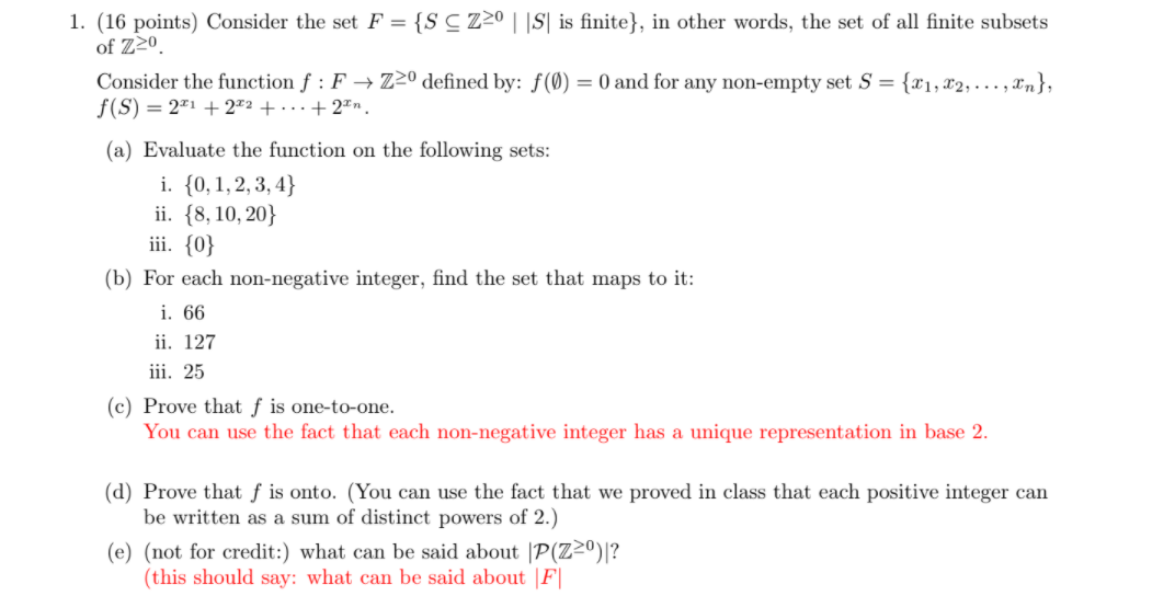 Solved 1. (16 points) Consider the set F = {S CZŁ0 ||S| is | Chegg.com Solved 1. (16 points) Consider the set F = {S CZŁ0 ||S| is | Chegg.com