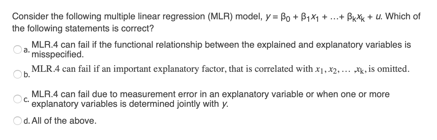 Solved Consider the following multiple linear regression | Chegg.com