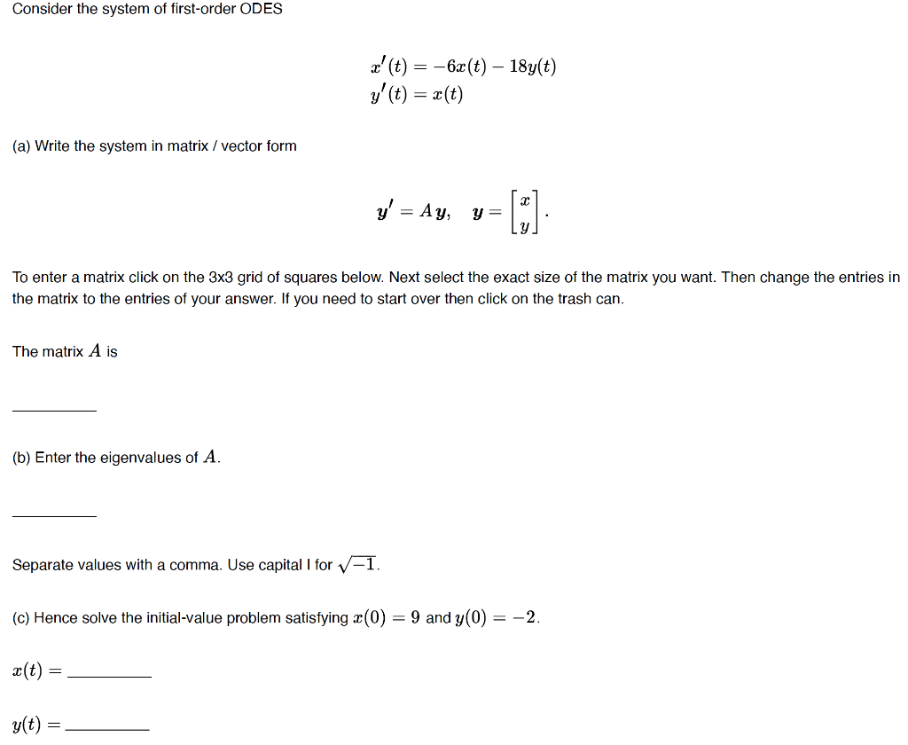 Solved Consider the system of first-order ODES x'(t) = | Chegg.com
