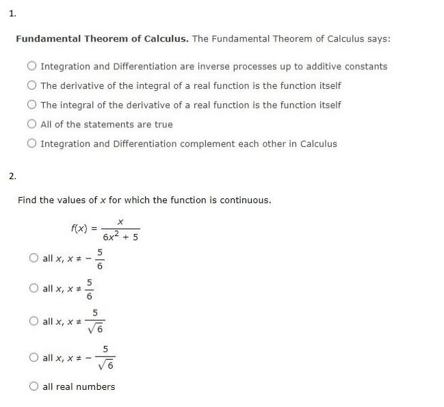 Solved 1. Fundamental Theorem of Calculus. The Fundamental | Chegg.com