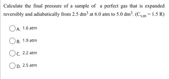 Solved Calculate the final pressure of a sample of a perfect | Chegg.com