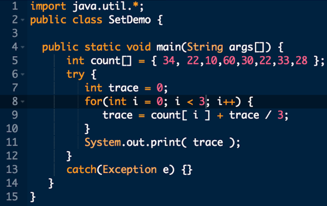 Solved 1 import java.util.*; 2. public class SetDemo { 3 4. | Chegg.com