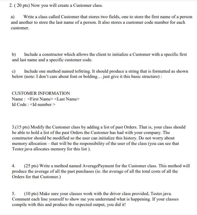Solved 1.(30 pts) Write a class named Order. An Order is | Chegg.com