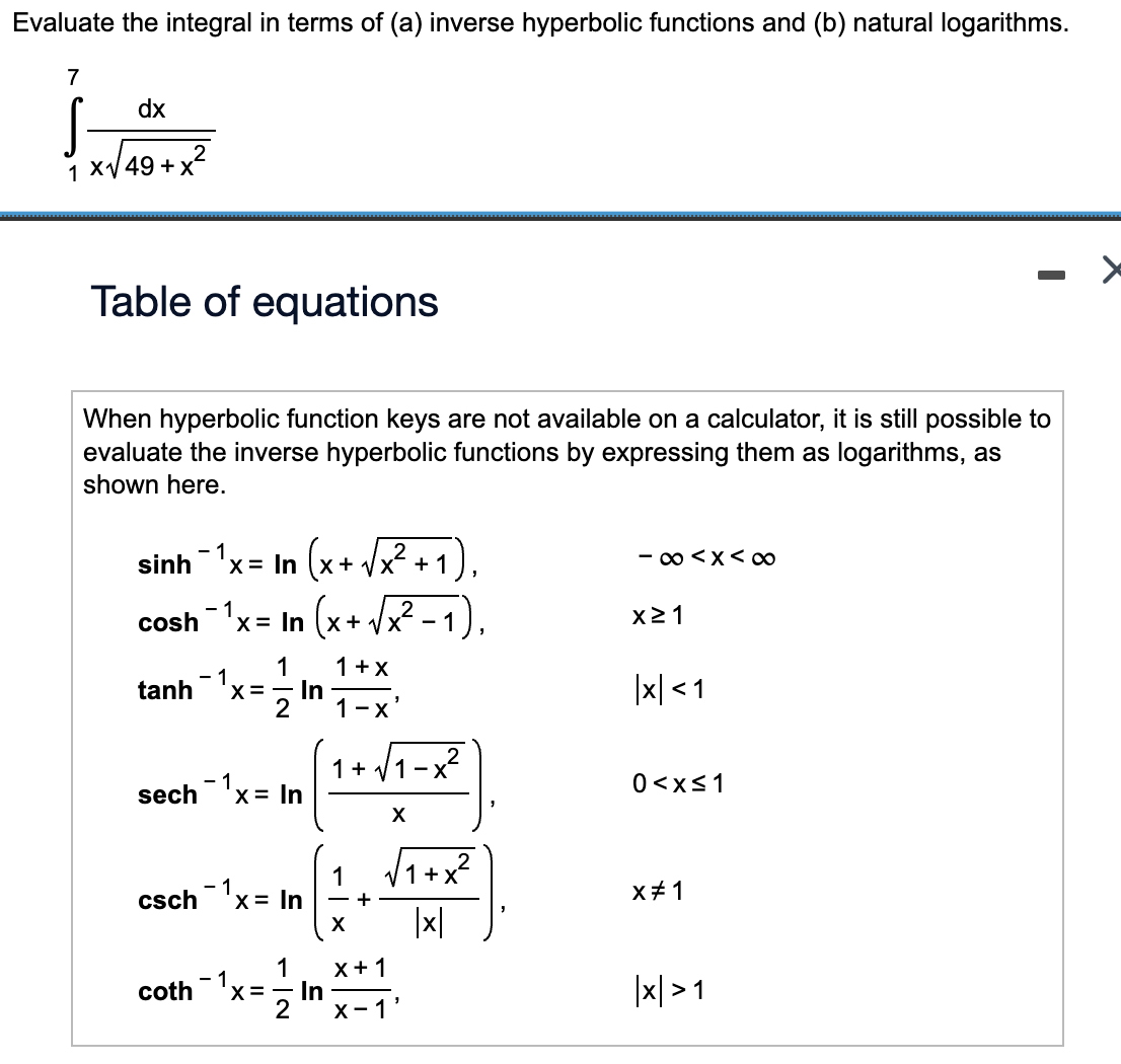 Solved When hyperbolic function keys are not available on a | Chegg.com