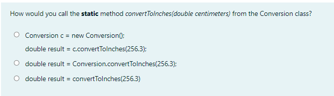 Solved How would you call the static method | Chegg.com