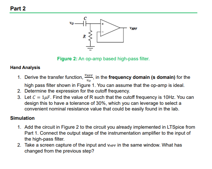Solved Figure 1: The instrumentation amplifier. Hand | Chegg.com