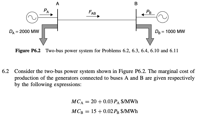 Consider the two-bus power system of Problem 6.2. | Chegg.com