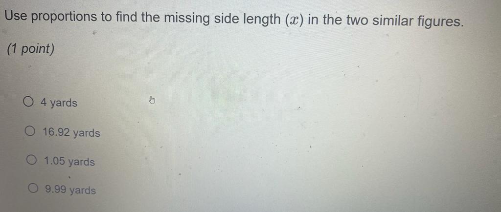 Solved Use proportions to find the missing side length (x) | Chegg.com