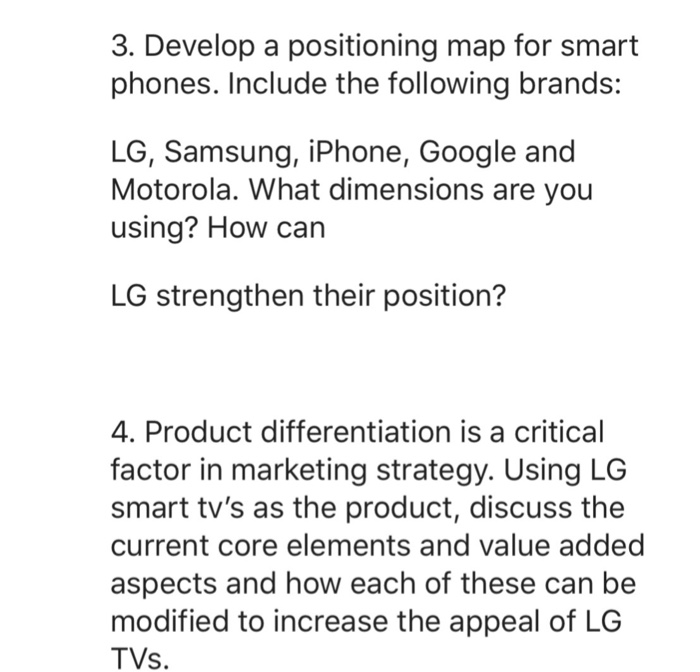 3. Develop a positioning map for smart phones. | Chegg.com