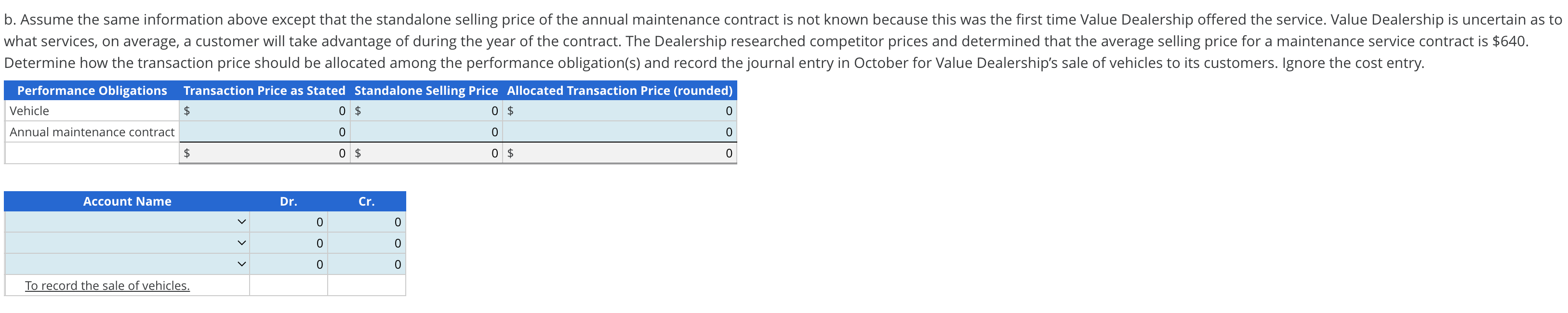 Solved Allocating Transaction Price to Performance | Chegg.com