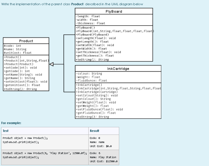 Solved Write the implementation of the parent class Product | Chegg.com