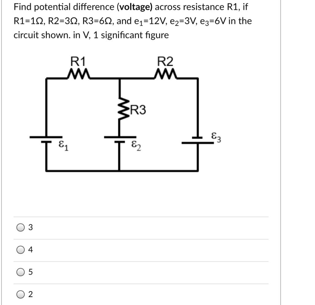 Solved Find potential difference (voltage) across resistance | Chegg.com